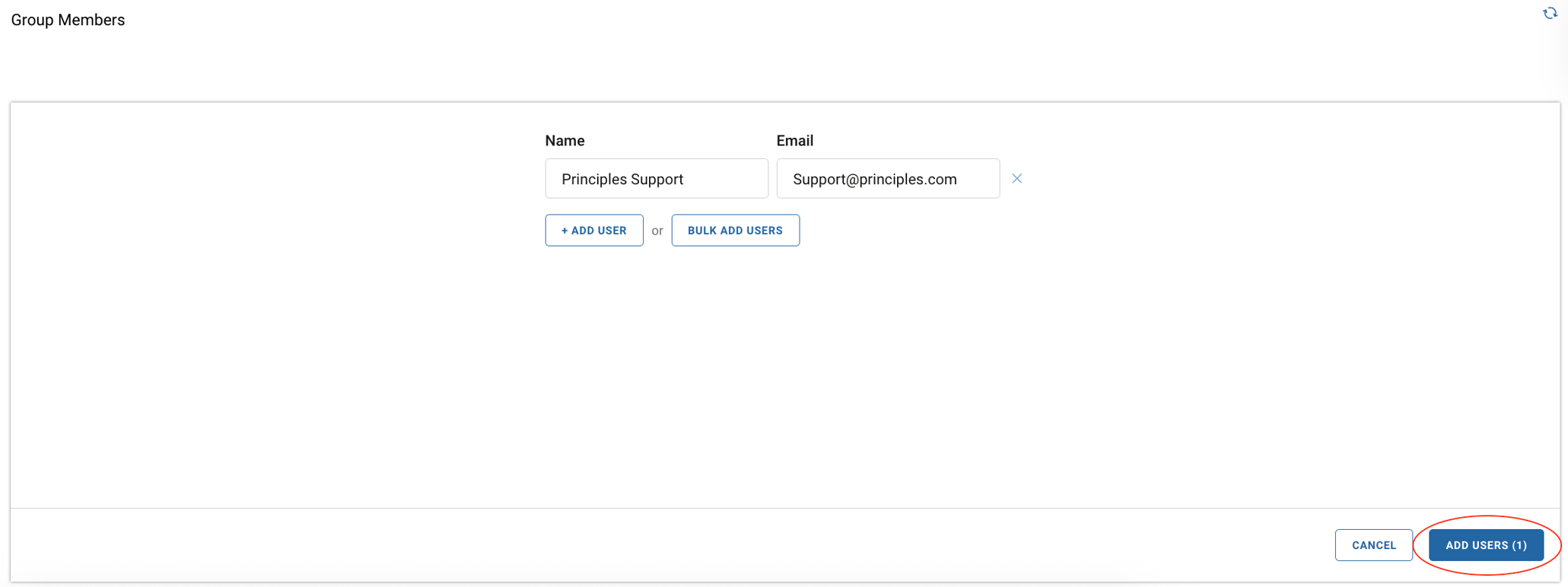 Adding users to a Group